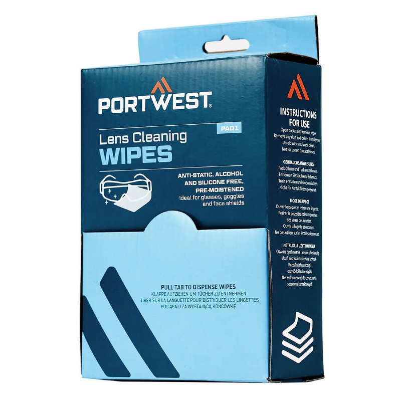 Portwest PA01 Lens Cleaning Wipes x100 - SafetyGoggles.co.uk